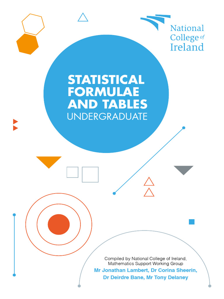 Statistical FormulaeAndTables Undergraduate 2018 | PDF | Statistics ...