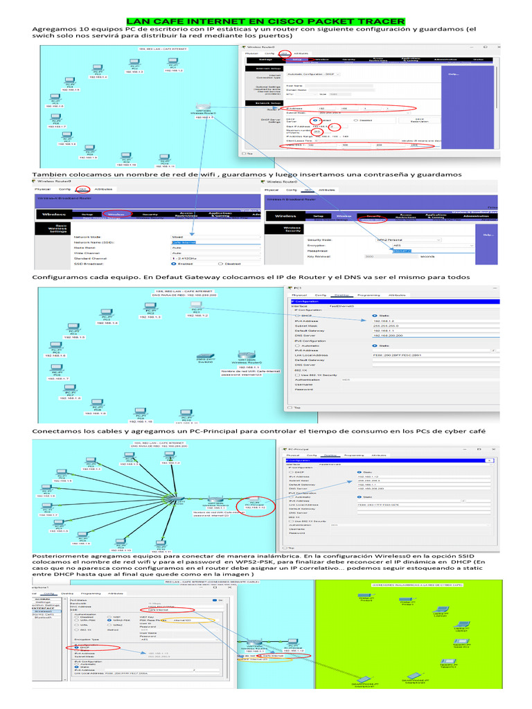 Configuración LAN Café en Cisco Packet Tracer | PDF