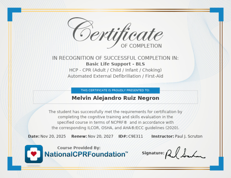 Of Completion in Recognition of Successful Completion In:: Melvin ...