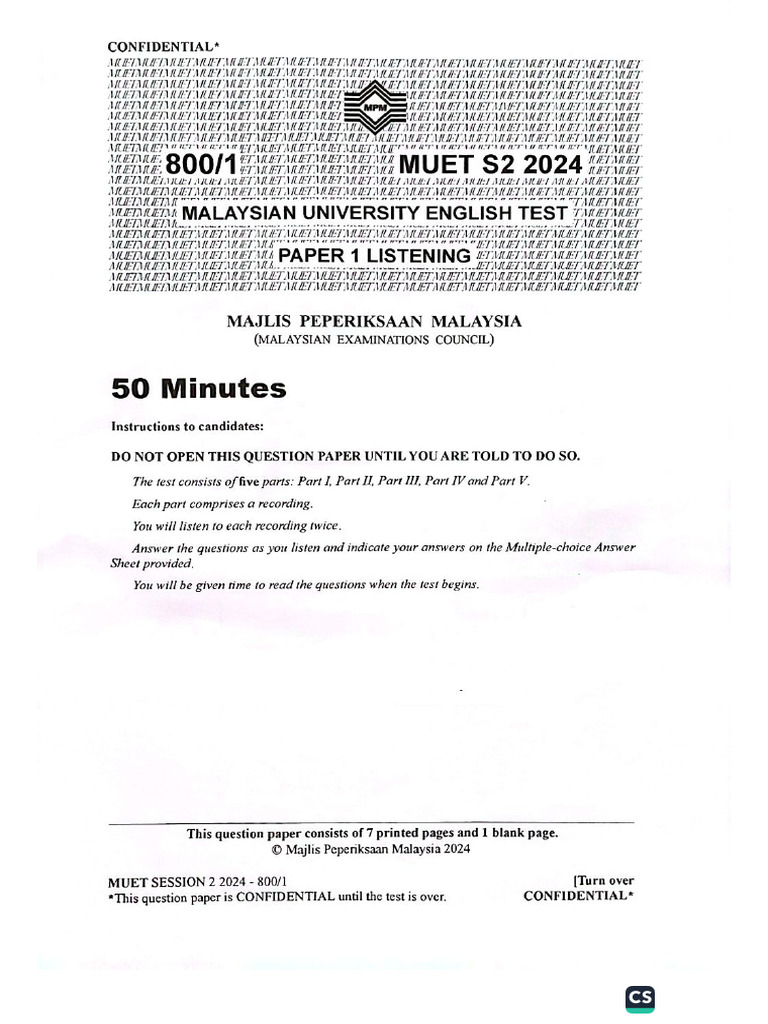 (2024) Muet Listening s2 | PDF