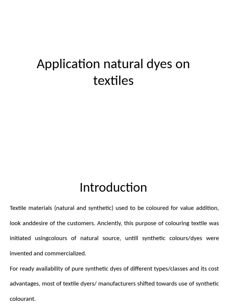 Natural Dyes Ppt | PDF | Dye | Dyeing