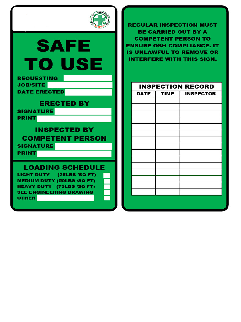 Green Tag Scaffold | PDF