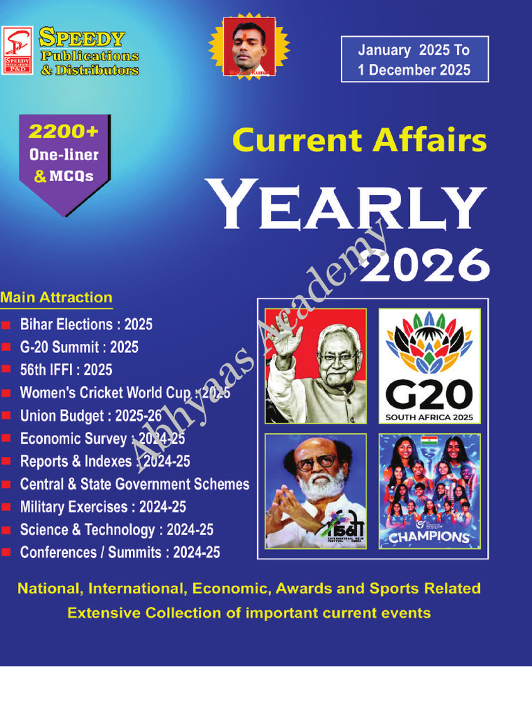 SPEEDY CURRENT AFFAIRS YEARLY JAN TO DEC 2025 | PDF | Government Of India