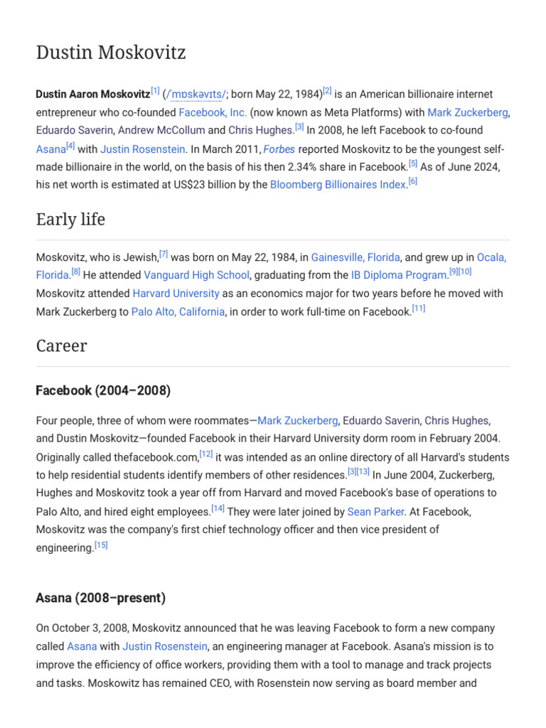 Dustin Moskovitz (Meta) - Wikipedia | PDF