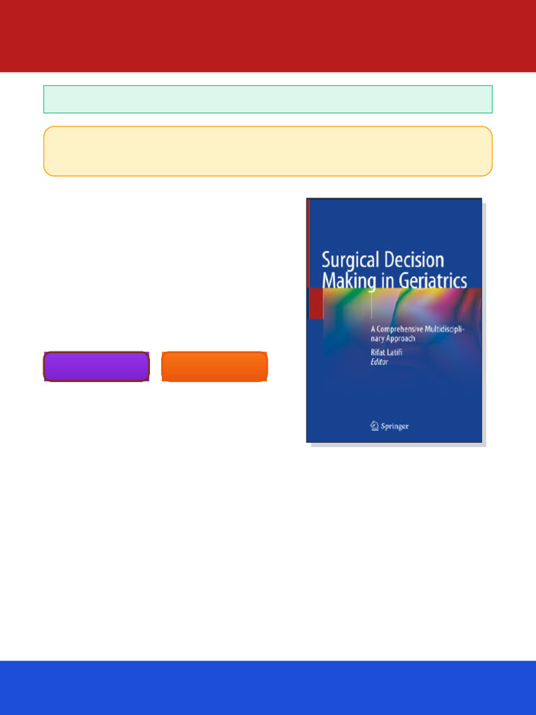 Surgical Decision Making in Geriatrics A Comprehensive ...