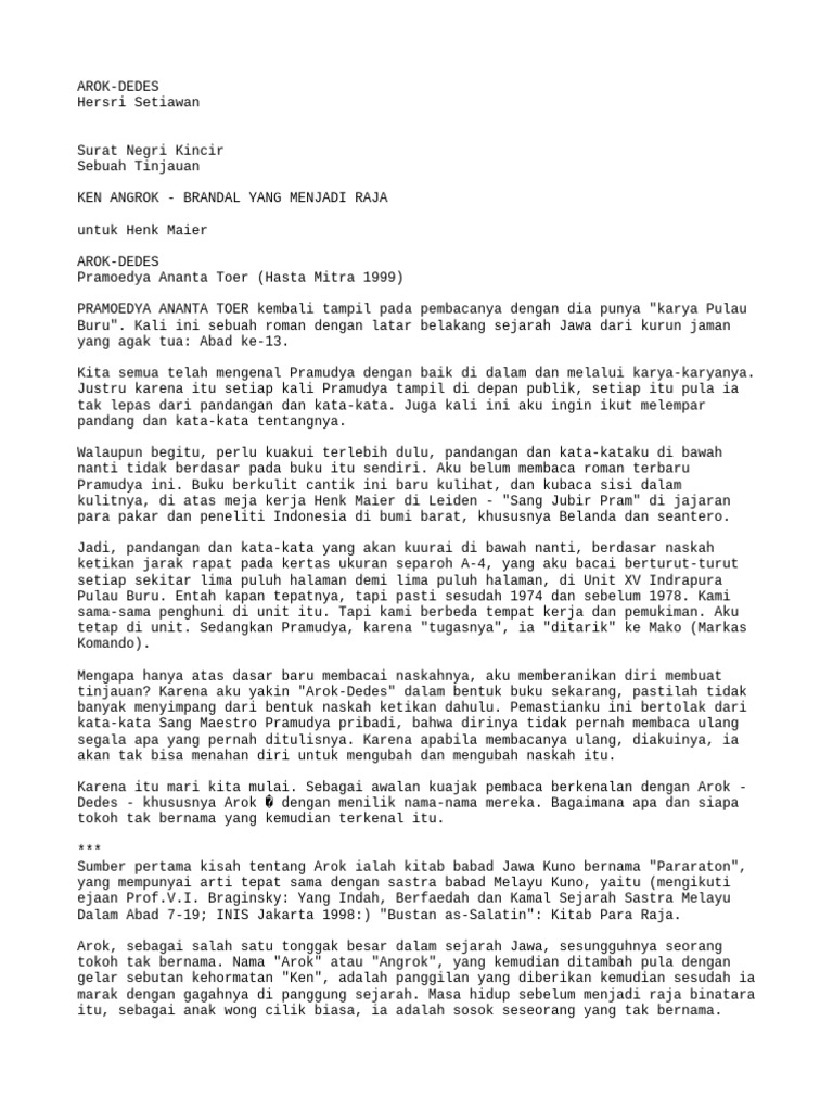 9999 Ken Arok Brandal Yang Menjadi Raja | PDF