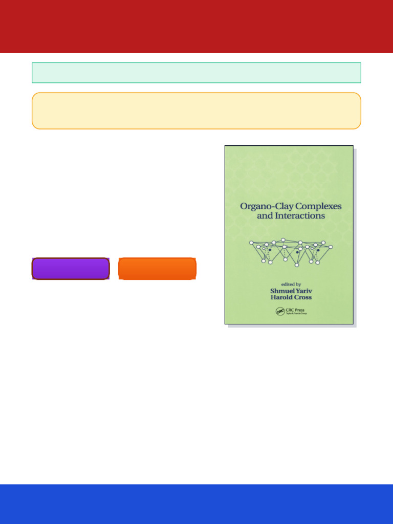 Organo Clay Complexes and Interactions 1st Edition Shmuel Yariv (Editor ...