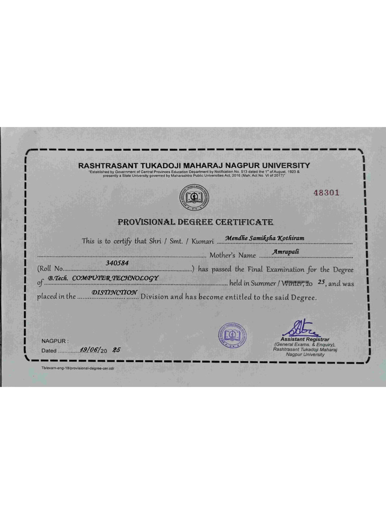 Provisional Certificate | PDF