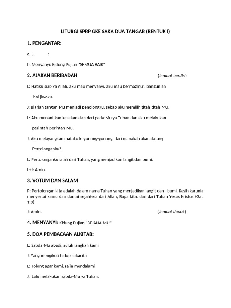 Liturgi Sprp (Bentuk i)-Wps Office | PDF