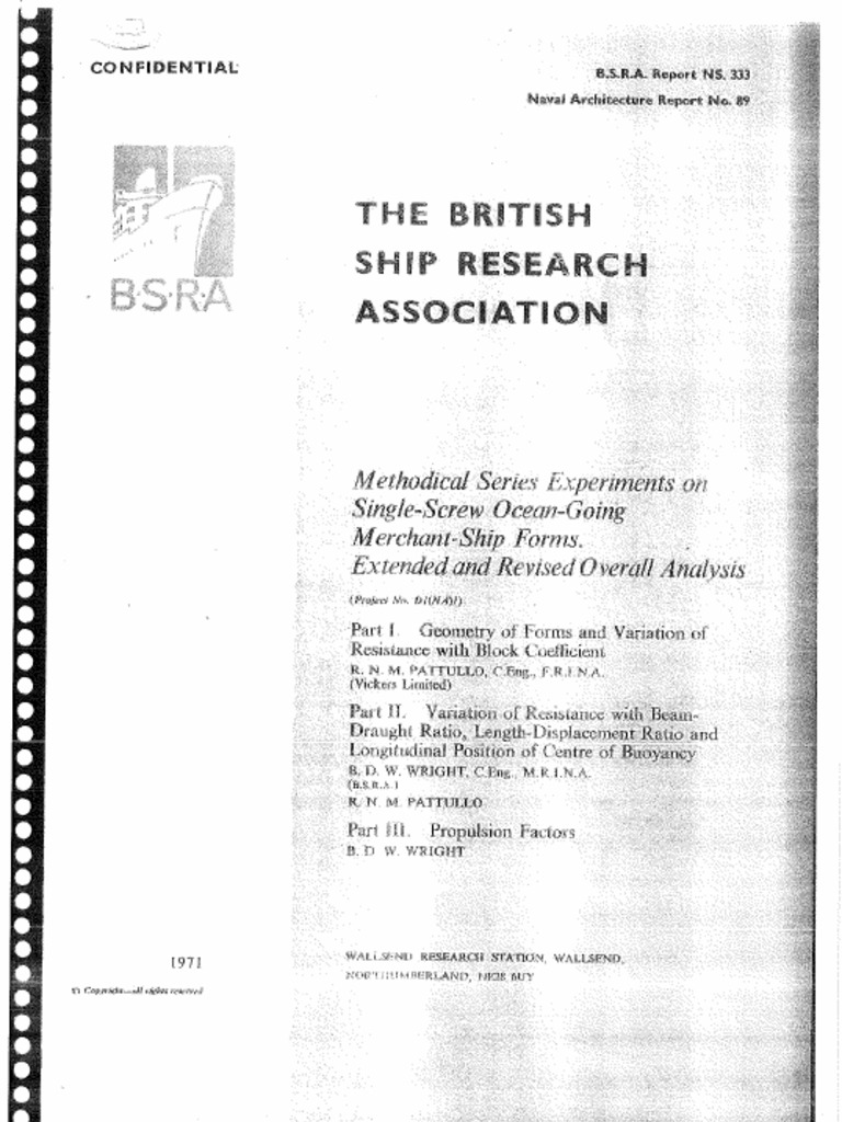 BSRA Methodical Series Experiments | PDF