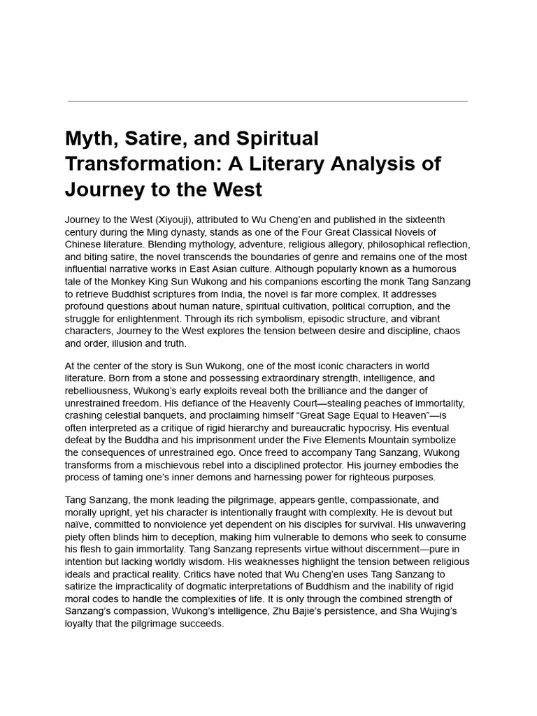Literary Analysis of Journey to the West | PDF | Spirituality