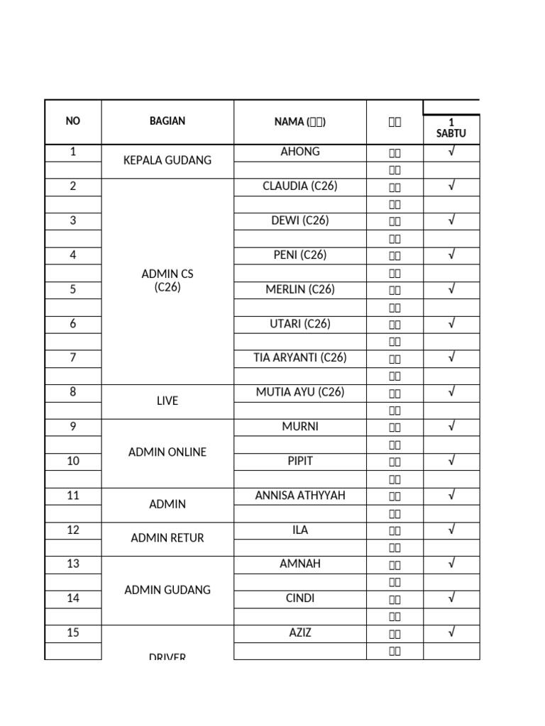 Absensi Mingguan Bulan November 2025-1 | PDF