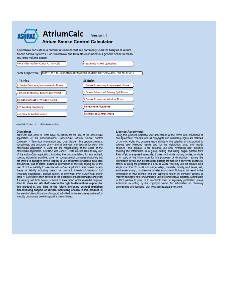 Atrium Smoke Control Calculator Guide | PDF | Damages | Breach Of Contract