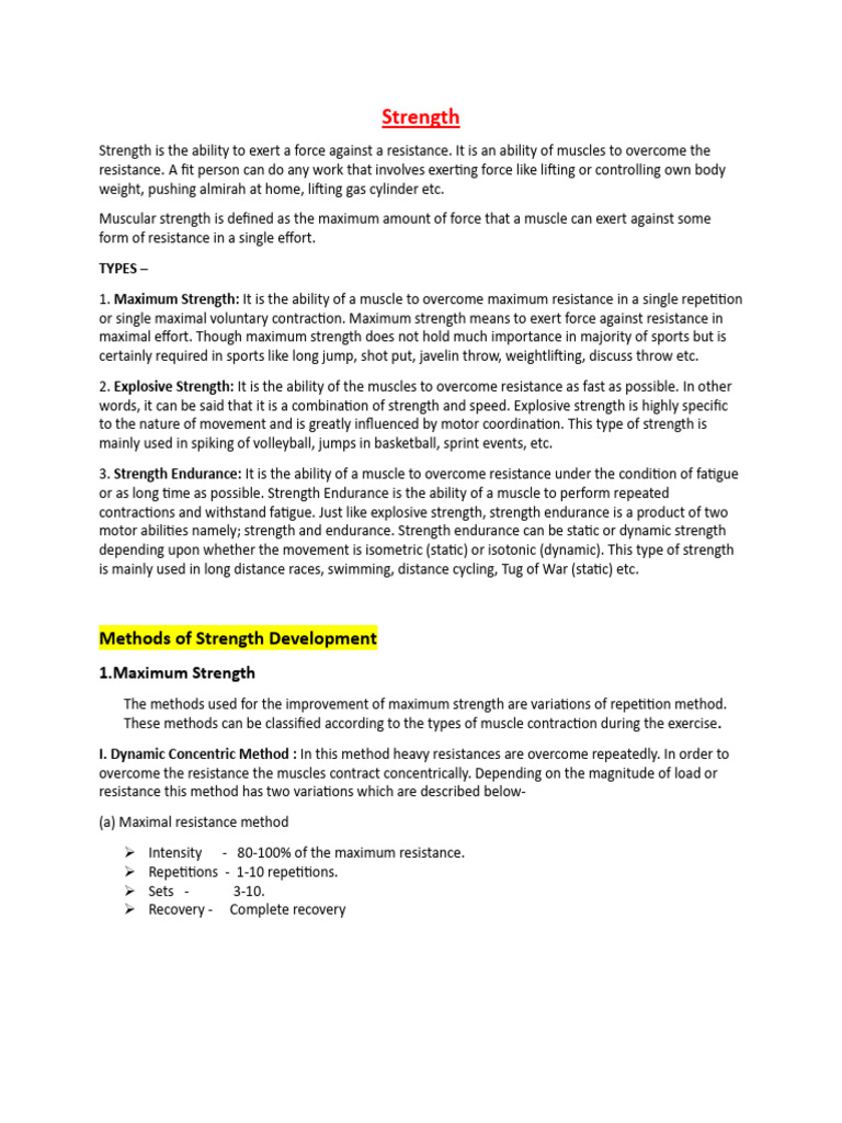 Types and Methods of Strength Training | PDF | Strength Training ...