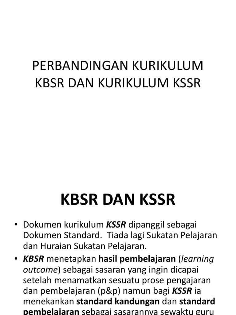 Perbandingan Kurikulum KBSR vs KSSR | PDF