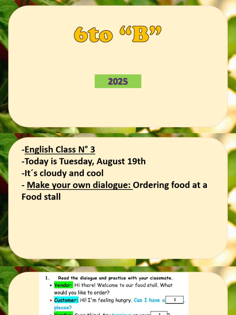 6to Año - Food Dialogue | PDF