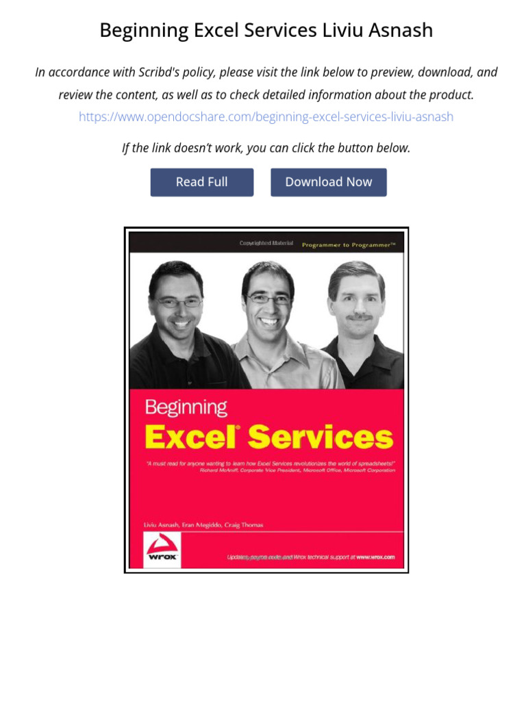 Beginning Excel Services Liviu Asnash | PDF | Microsoft Excel | Spreadsheet