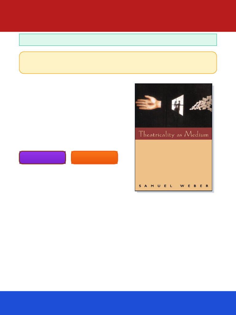 Theatricality As Medium 4th Edition Samuel Weber Ebook Mobile-Friendly ...