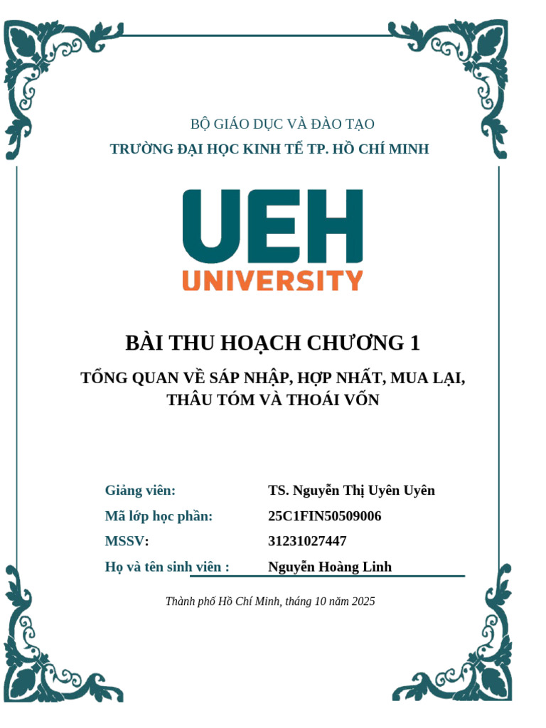 Bai Thu Hoach Chuong1 MA NguyenHoangLinh | PDF