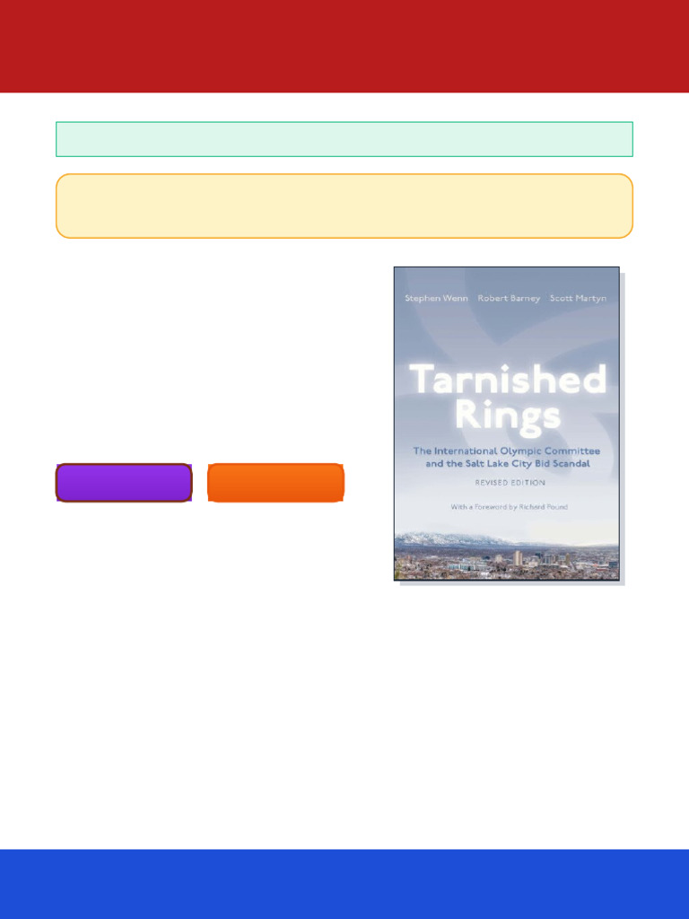 Tarnished Rings The International Olympic Committee and the Salt Lake ...