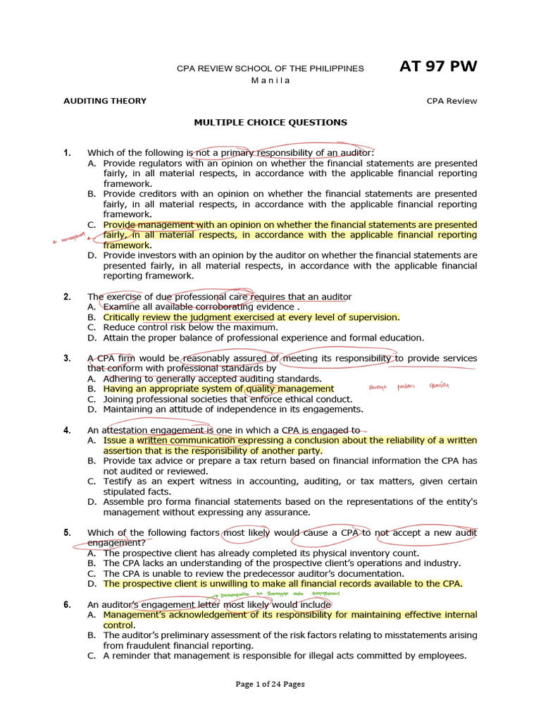 AT 97 PW-1 | PDF | Audit | Internal Control