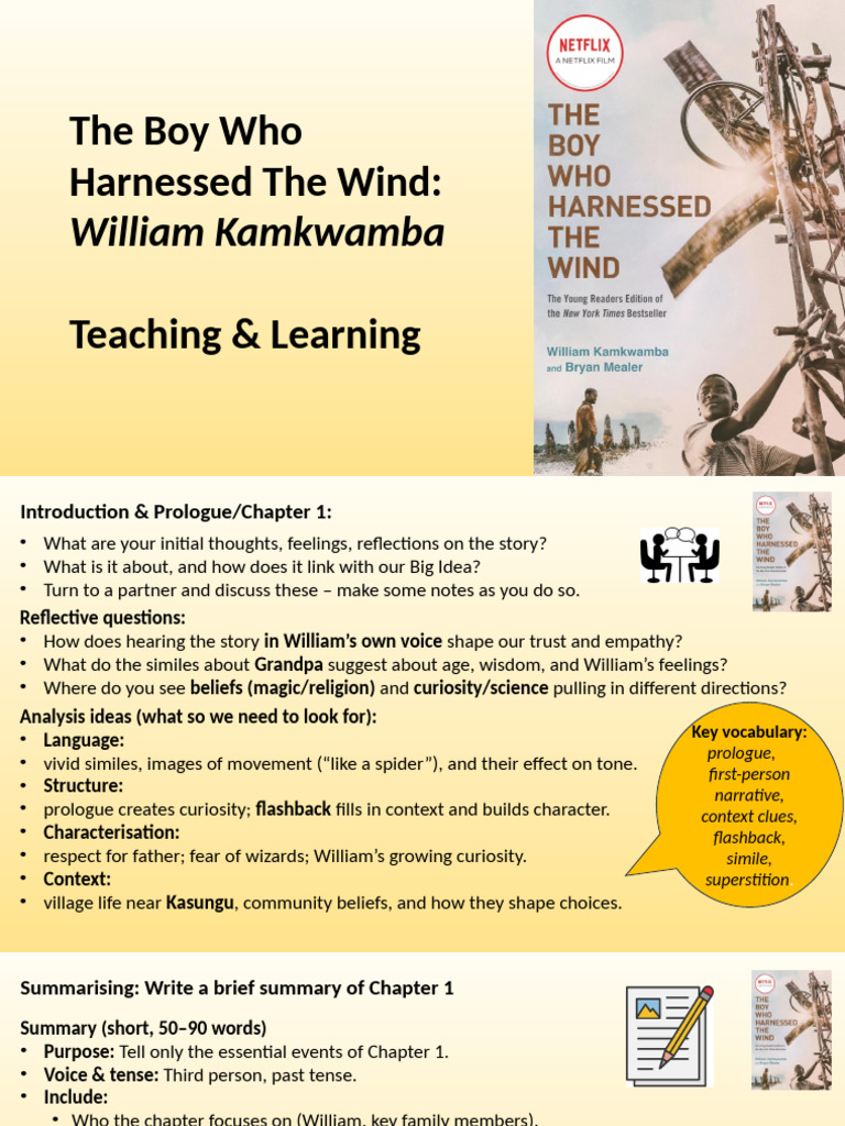Teaching Insights on "The Boy Who Harnessed the Wind" | PDF ...