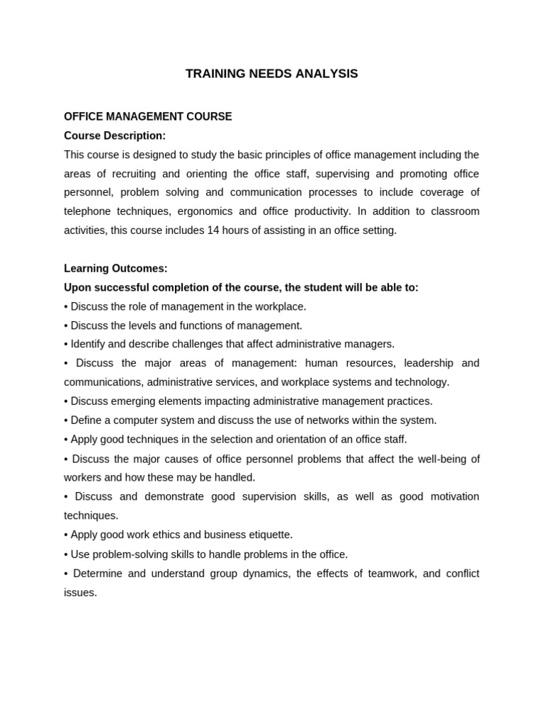 Training Needs Analysis | PDF