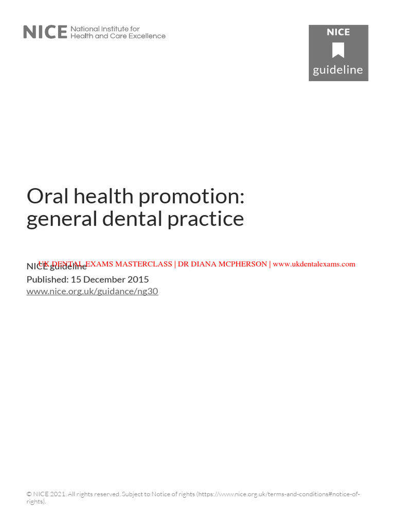 NICE - Oral Health Promotion in General Dental Practice | PDF ...