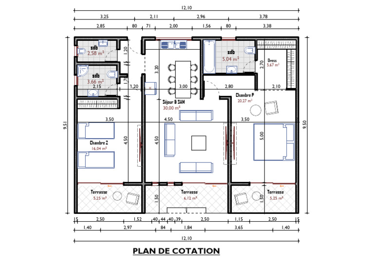 Plan de cotation des surfaces m² | PDF