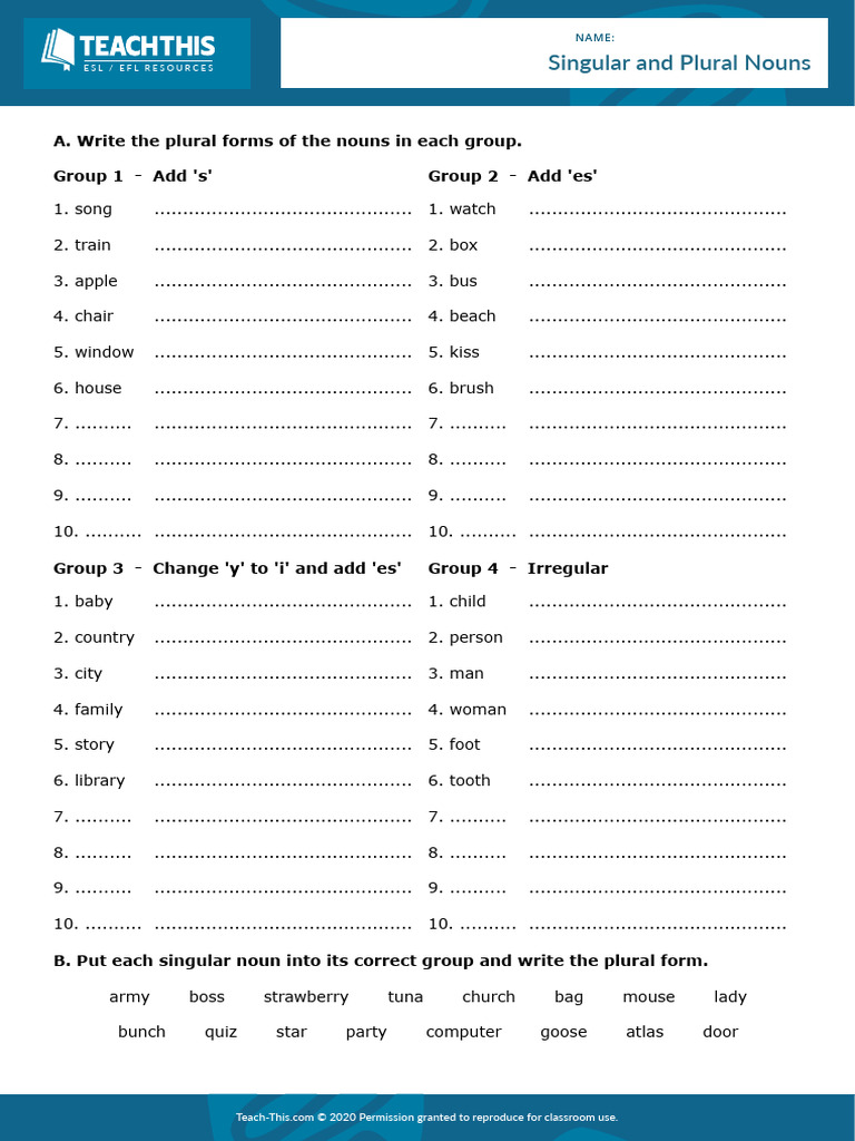 Singular and Plural Nouns Interactive Worksheet | PDF | Linguistic Morphology