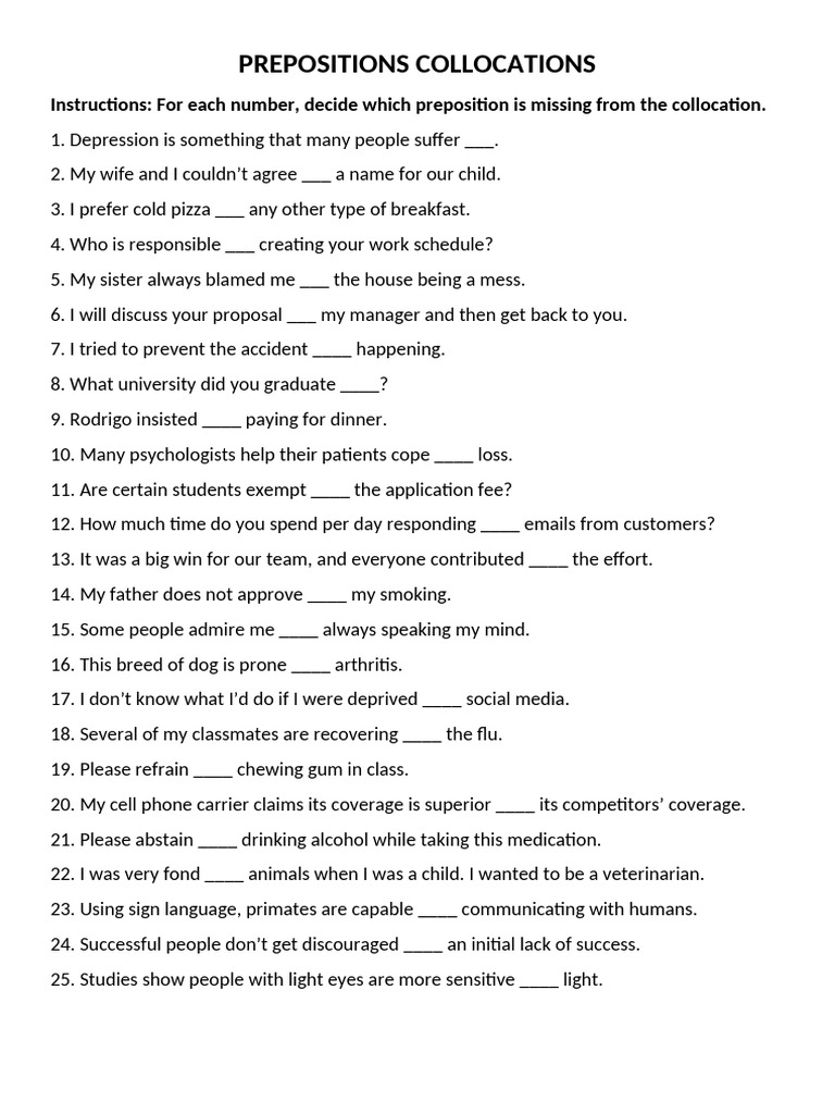 Prepositional Collocations | PDF