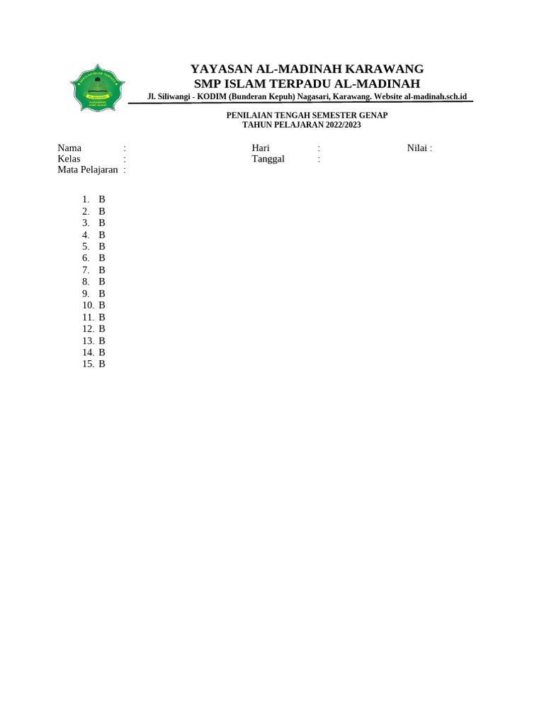 Kop Soal PTS | PDF