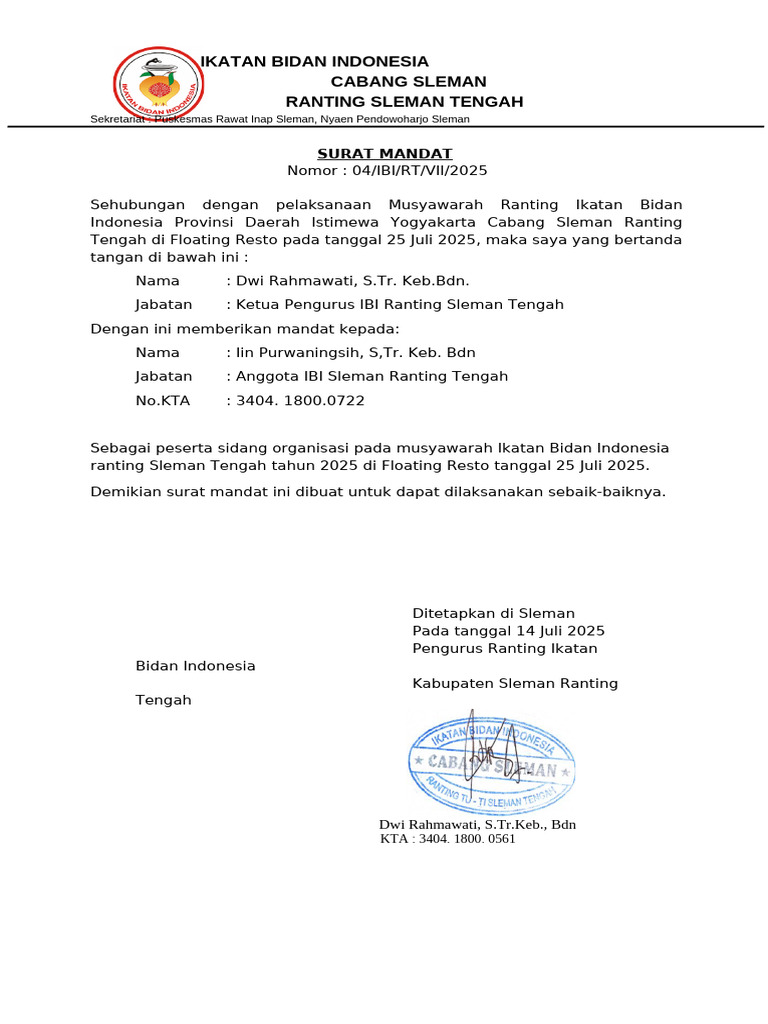 Surat Mandat | PDF