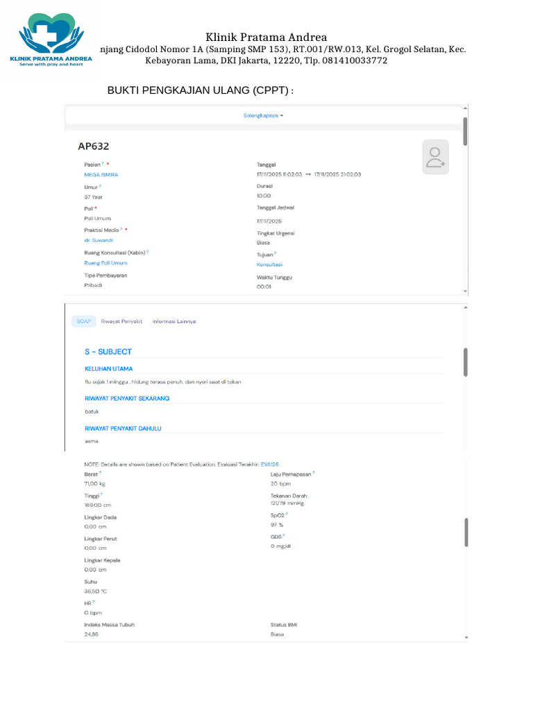 Bukti Pengkajian Ulang (Cppt) | PDF