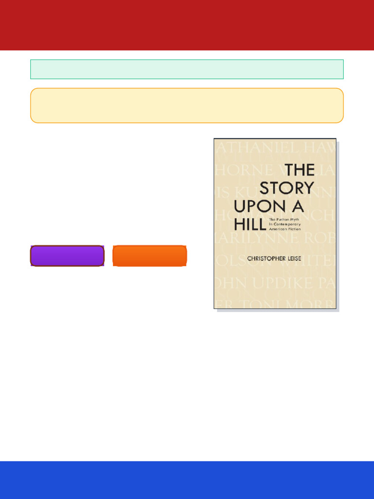 The Story Upon A Hill: The Puritan Myth in Contemporary American ...