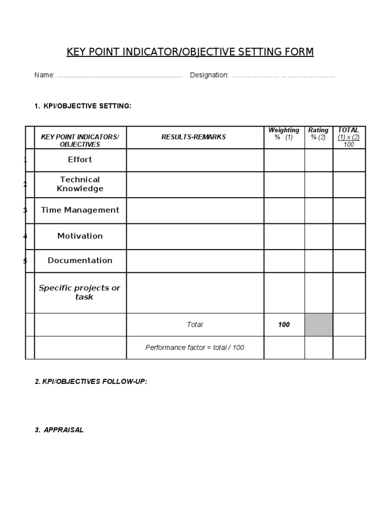 Objectives Setting Form-kpi.doc | Action (Philosophy) | Applied Psychology