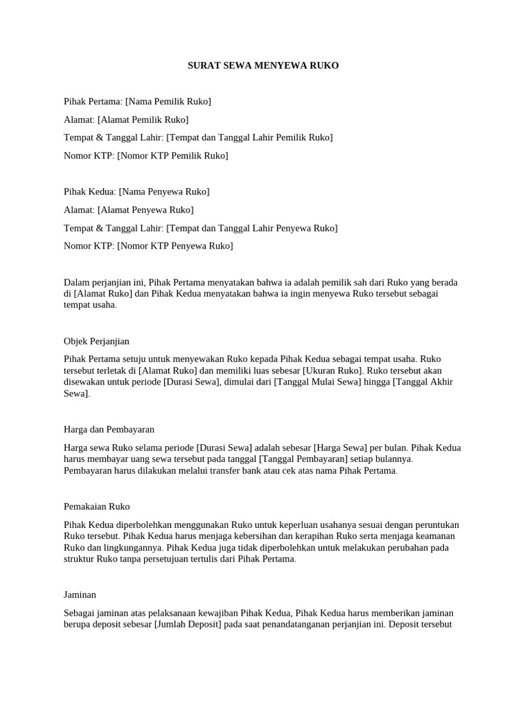 surat sewa | PDF