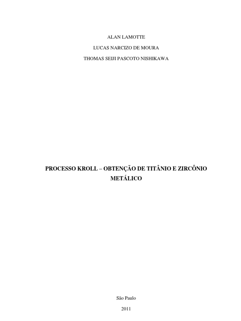 Processo Kroll | PDF | Titânio | Zircônio