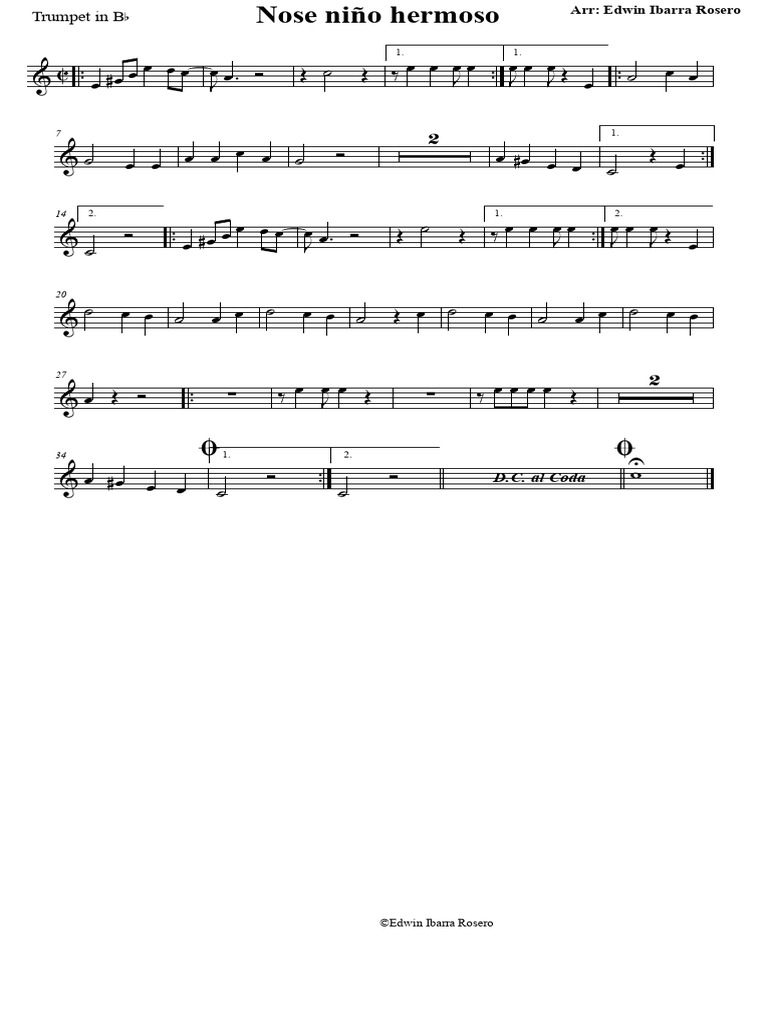 Nose Niño Hermoso PAPAYERA - Trumpet in BB | PDF