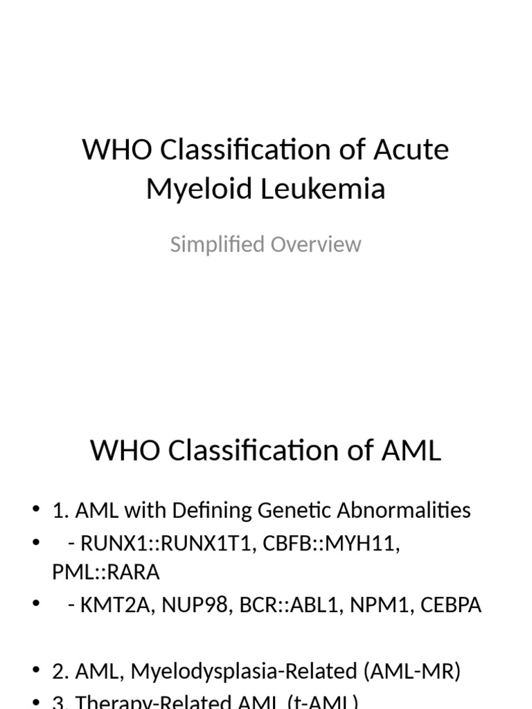 WHO Classification of Acute Myeloid Leukemia | PDF