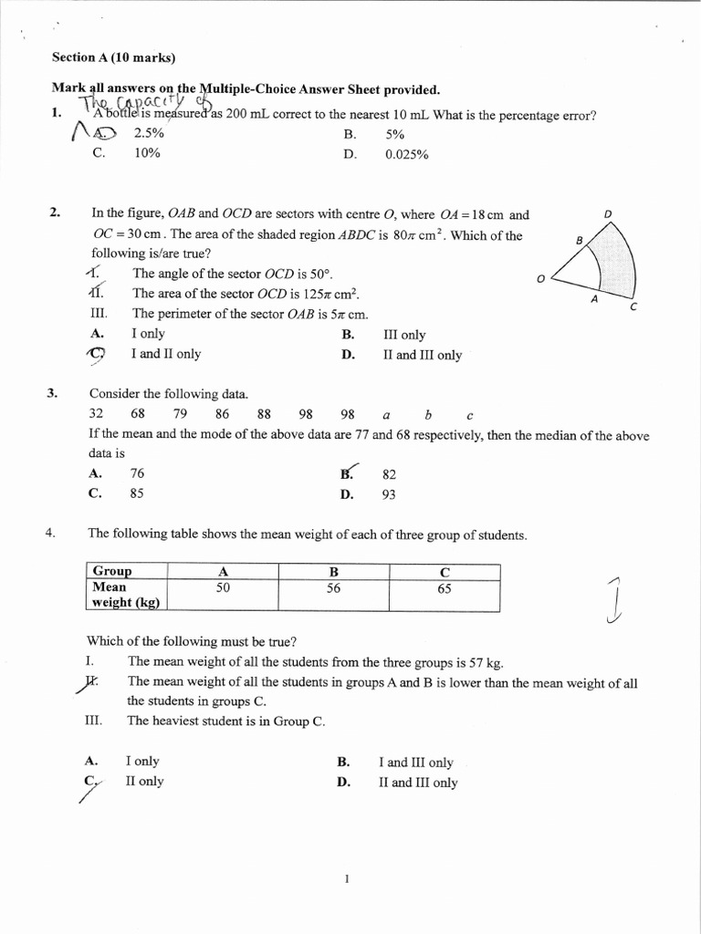 2425 S6 Math 1st Term UT ((Sol) | PDF