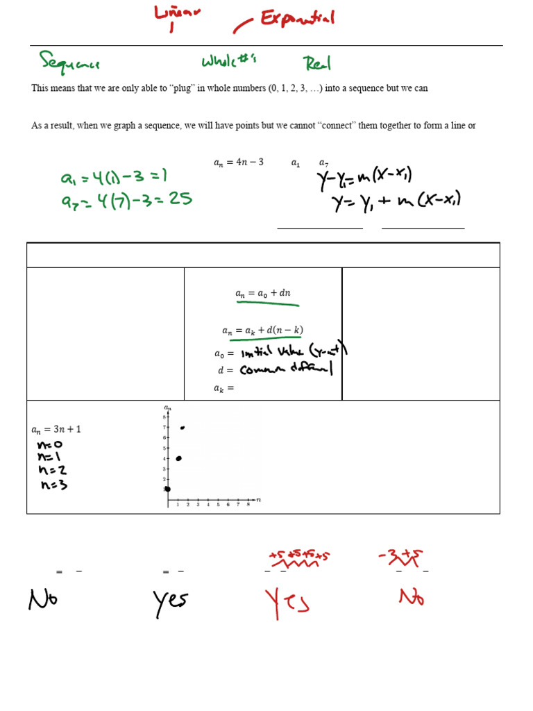 5A Notes Topic 2.1 Change in arithmetic and geometric sequences | PDF ...