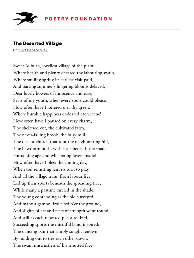 The Deserted Village - The Poetry Foundation | PDF