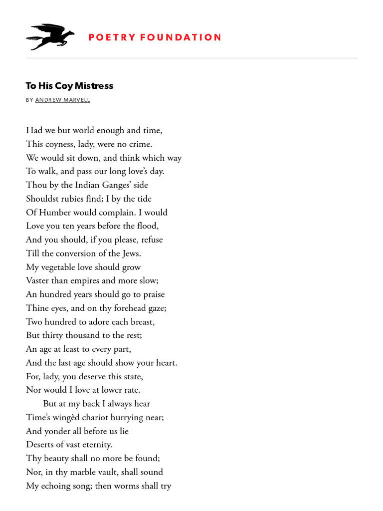 To His Coy Mistress _ the Poetry Foundation | PDF