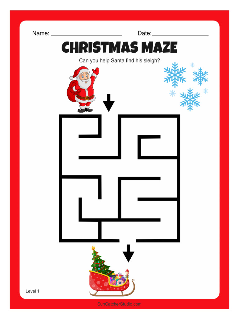 Printable Christmas Maze Worksheet 1 | PDF