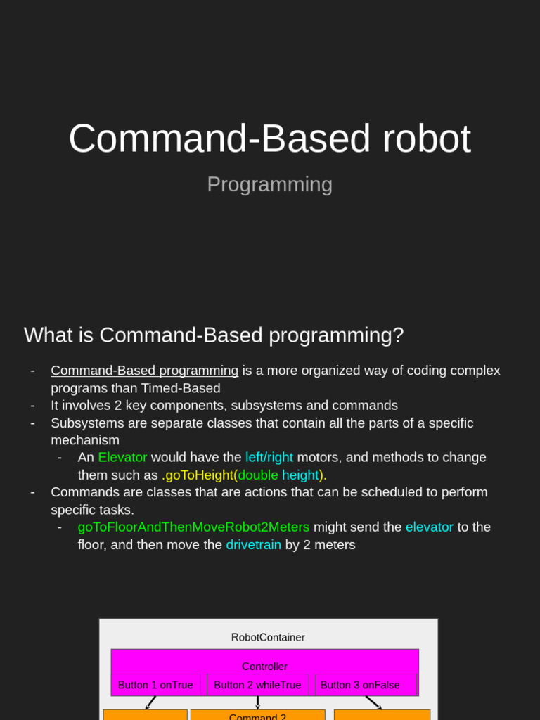 Command Based Robot | PDF | Boolean Data Type | Constructor (Object Oriented Programming)