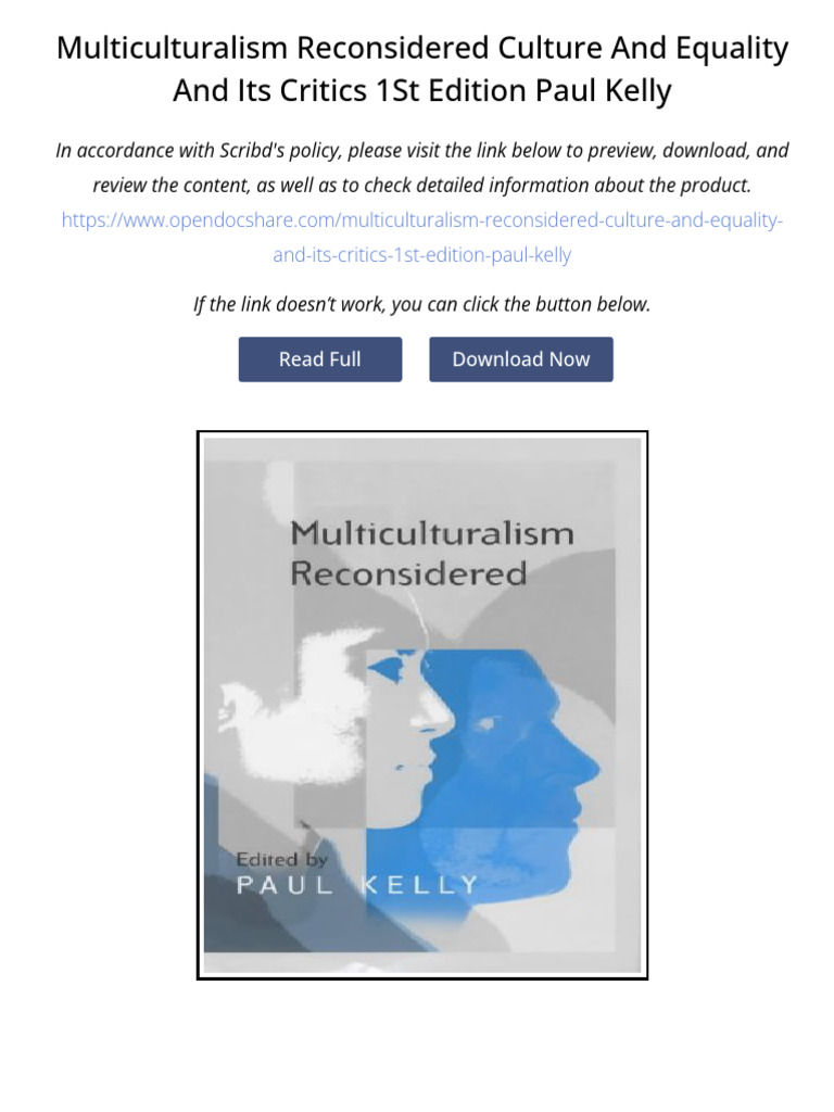 Multiculturalism Reconsidered Culture and Equality and Its Critics 1st ...