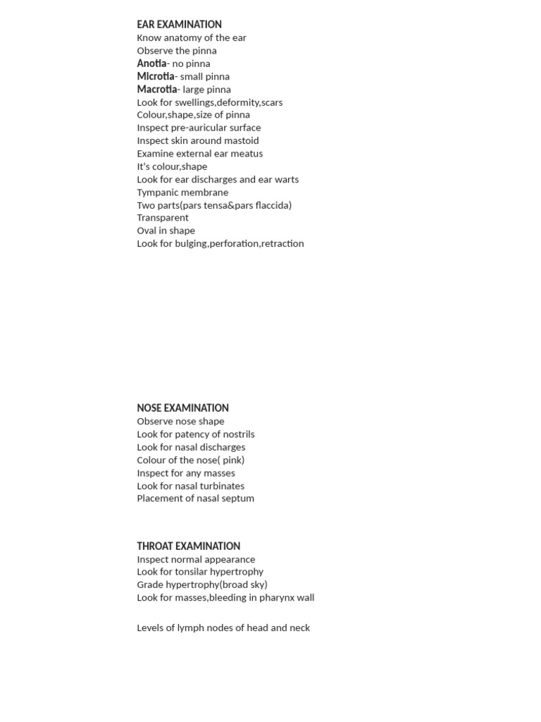 Ent Physical Examination | PDF