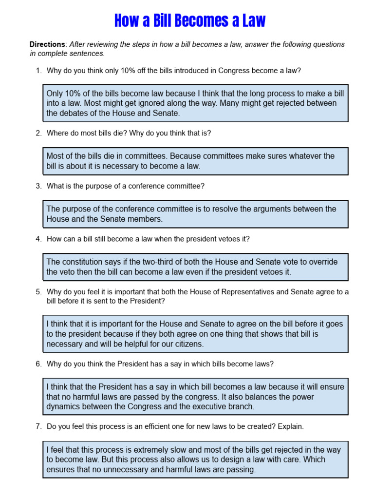 Copy of How a Bill Becomes a Law (1) | PDF | Bill (Law) | United States ...