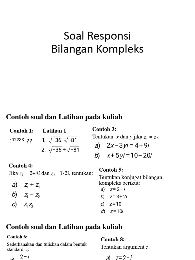 Soal Responsi Bilangan Kompleks | PDF